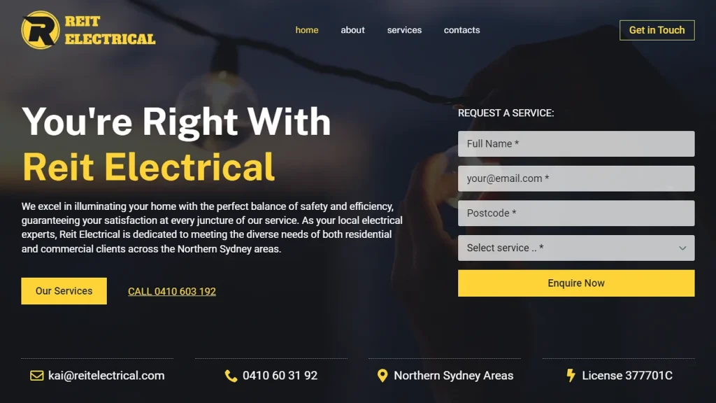 Reit Electrical Services Website - thelematics.com